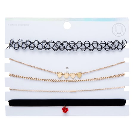 heart & flower choker necklaces 5-piece set | Five Below