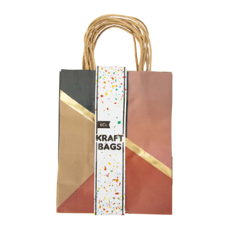 kraft medium color block gift bags 6-pack 10in x 7.9in | Five Below