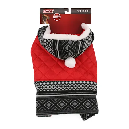 coleman® pet puffer jacket with hood - red geo | Five Below