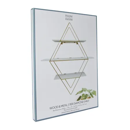 Wood & Metal 3-Tier Diamond Shelf 21.65in x 25in | Five Below