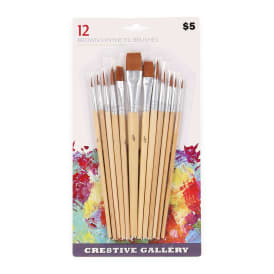 synthetic paint brushes, round & flat 12-piece set | Five Below