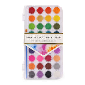 36 Watercolor Paints & Paintbrush Set | Five Below