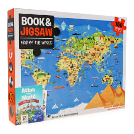 map of the world 150-piece puzzle & book set | Five Below
