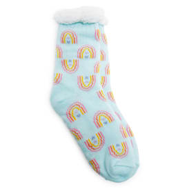 knit print slipper socks w/ sherpa lining | Five Below