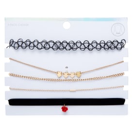 heart & flower choker necklaces 5-piece set | Five Below