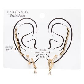 rhinestone & gold huggie earrings set | Five Below