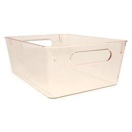 large clear storage container 14in x 10in, pink | Five Below