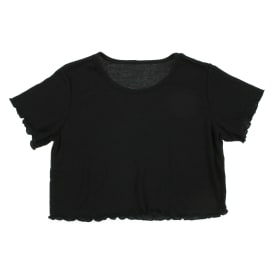 black lettuce edge cropped lounge top | Five Below