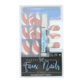 pretty woman faux nails, pink & white 24-count | Five Below