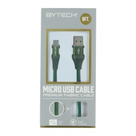 6ft micro-usb fabric cable - green | Five Below