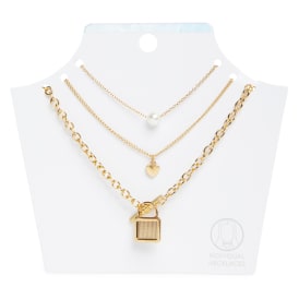 lock & heart layer necklaces 3-pack | Five Below