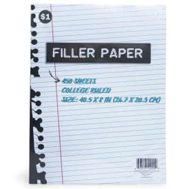 wide ruled filler paper 150 sheets | Five Below