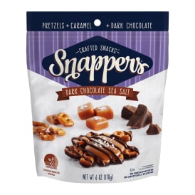 snappers® crafted snacks pretzels + caramel + dark chocolate sea salt ...