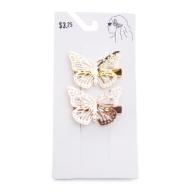 gold butterfly flutter clips 2 pack | Five Below