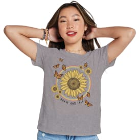 juniors 'brave & free' sunflower graphic tee | Five Below