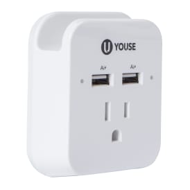 dual USB wall charger with outlet & phone holder 15W | Five Below