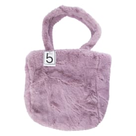 plush faux fur tote bag 12in - purple | Five Below