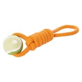 braided rope & tennis ball dog tug toy 18in x 3in | Five Below