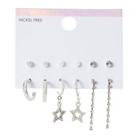 faux rhinestone stud, hoop & dangle earrings 6-pair | Five Below