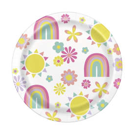 9in retro icon paper dinner plates 8-count | Five Below