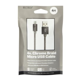 4ft chrome braid micro-USB cable | Five Below