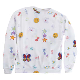 juniors white doodle print sweatshirt| Five Below