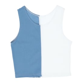 juniors blue & white split tank top | Five Below