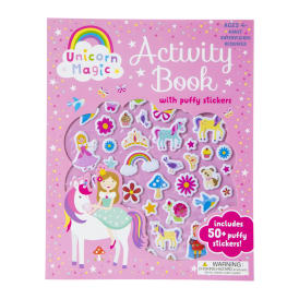 unicorn magic activity book with 50+ puffy stickers | Five Below