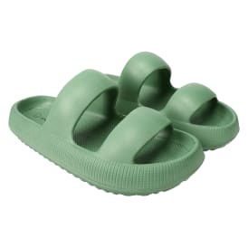 ladies green double band puff sole sandals | Five Below