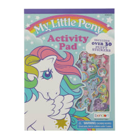 retro my little pony® activity pad with over 30 puffy stickers | Five Below