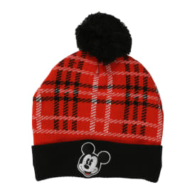 Mickey Mouse plaid pom beanie hat | Five Below