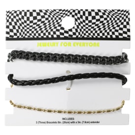 Black & Gold Chain Bracelet 3-Piece Set | Five Below