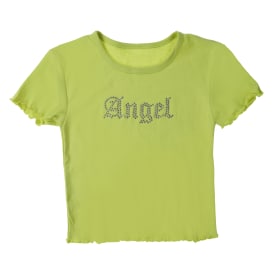 Rhinestone Angel Cropped Tee | Five Below