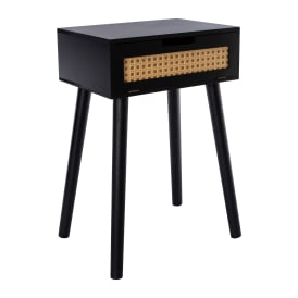 Wooden Side Table With Rattan Cane Accent | Five Below