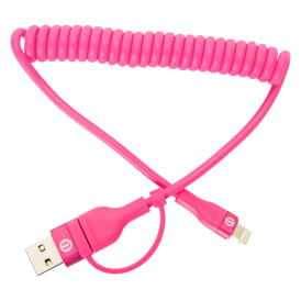 4ft Rapid Charge 8-Pin To USB-C/USB-A Coiled Cable | Five Below