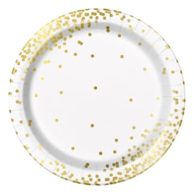 Gold Polka Dot Paper Plates+G103 9in, 8-Count | Five Below