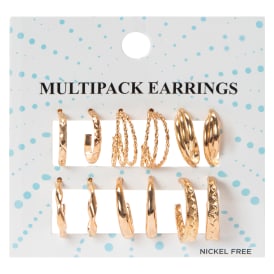 Gold Hoop Earring Multipack Set, 6 Pairs | Five Below